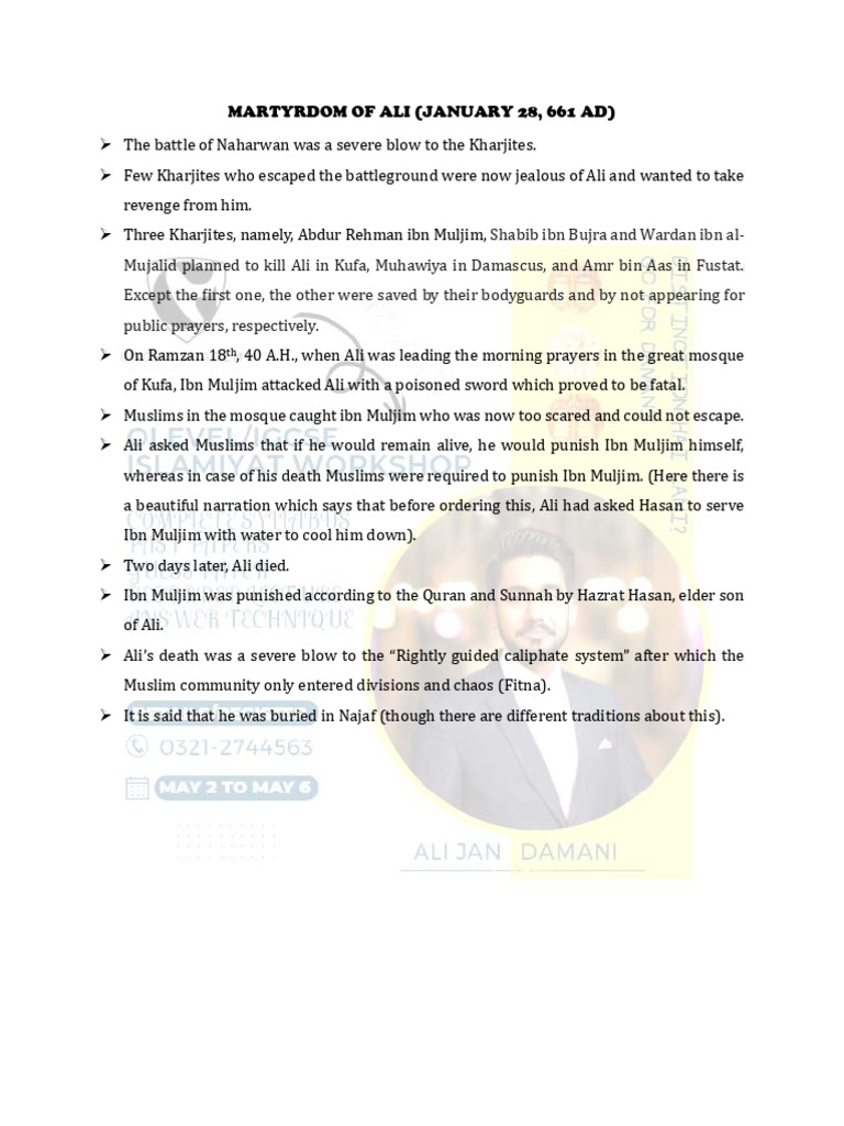 Martydom of Hazrat Ali | PDF
