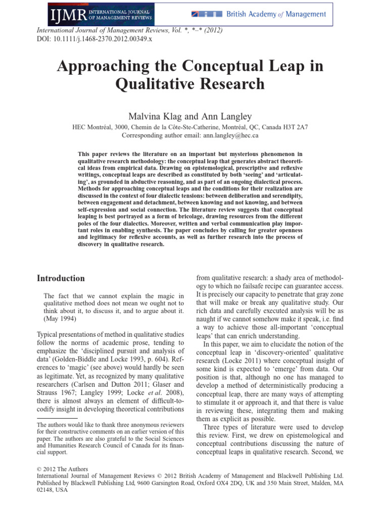 Conceptual Leaps in Qualitative Research | PDF | Qualitative Research ...
