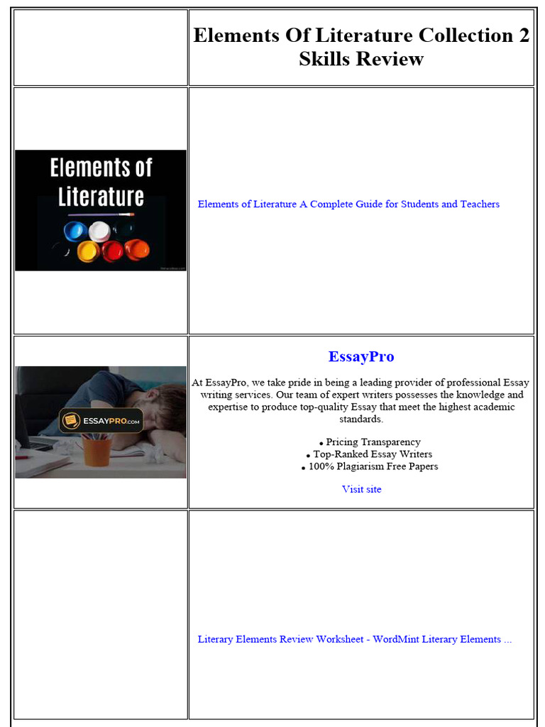 Elements of Literature Collection 2 Skills Review | PDF | Essays ...