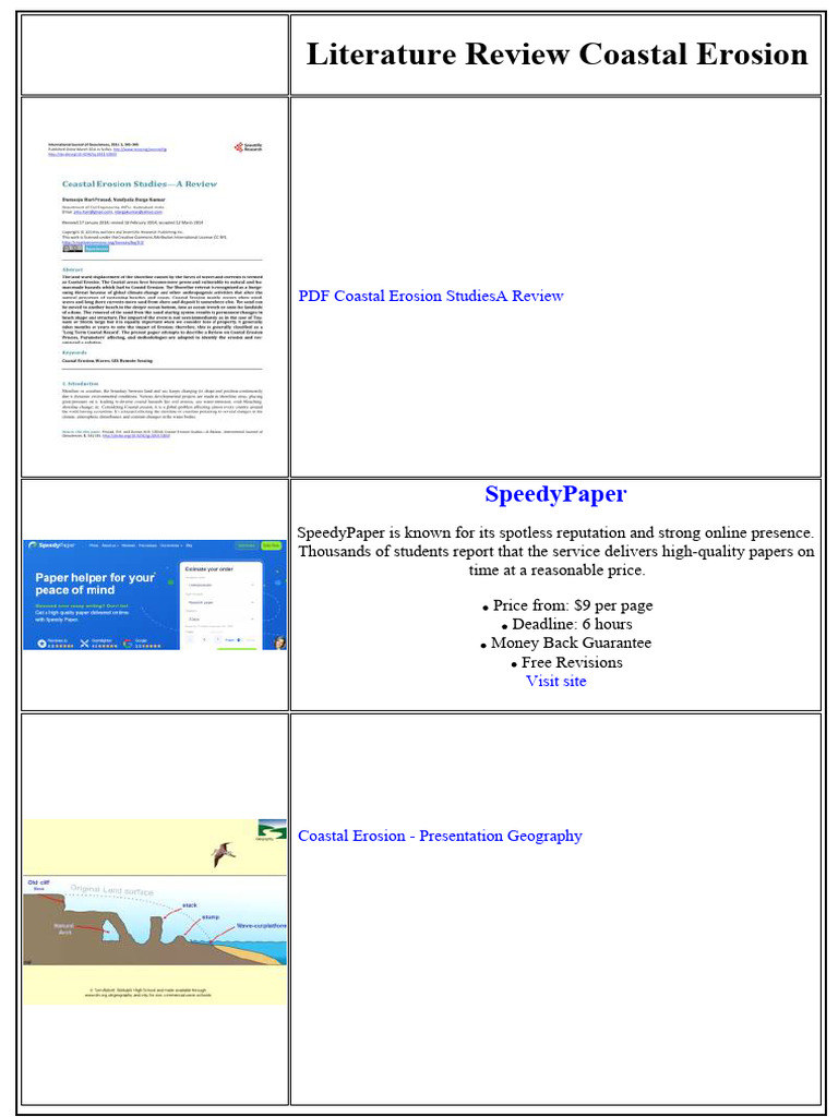 Literature Review Coastal Erosion | PDF | Coast | Beach