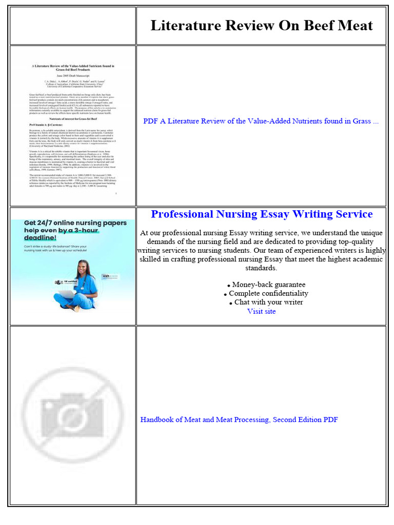 Literature Review On Beef Meat | PDF | Meat | Cattle
