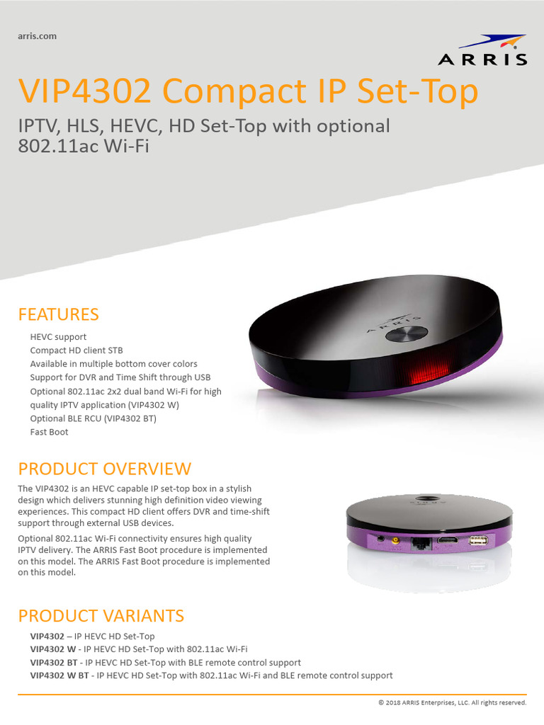 ARRIS VIP4302 Set-Top Box Overview | PDF | Hdmi | Video