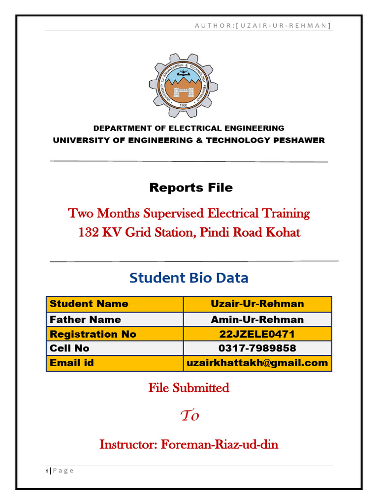 PESCO Internship Report - 132 KV Grid Station (Kohat) | PDF | Electromagnetic Induction ...