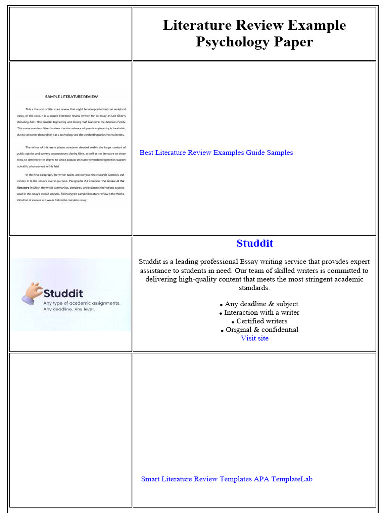 Literature Review Example Psychology Paper | PDF | Psychology | Essays