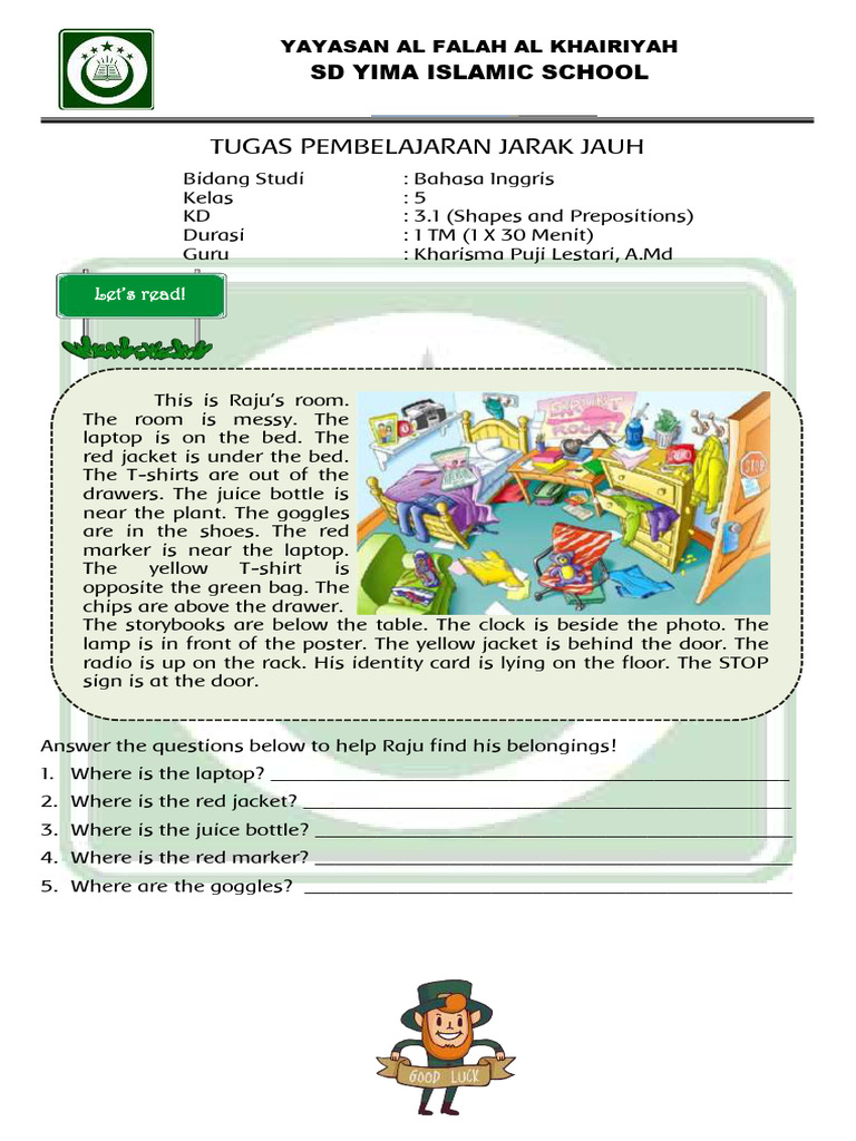 English Distance Learning Task for Grade 5 | PDF