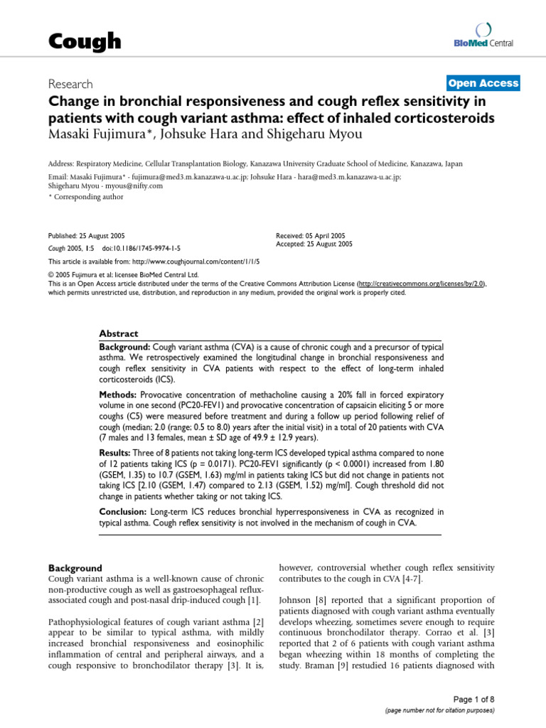 Change in Bronchial Responsiveness and Cough Reflex Sensitivity in ...