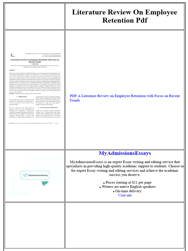 Literature Review On Employee Retention PDF | PDF | Employee Retention | Employment