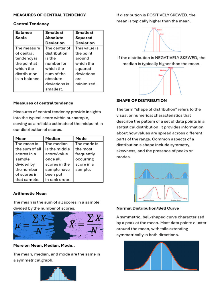 Understanding Central Tendency Measures | PDF | Mean | Mode (Statistics)