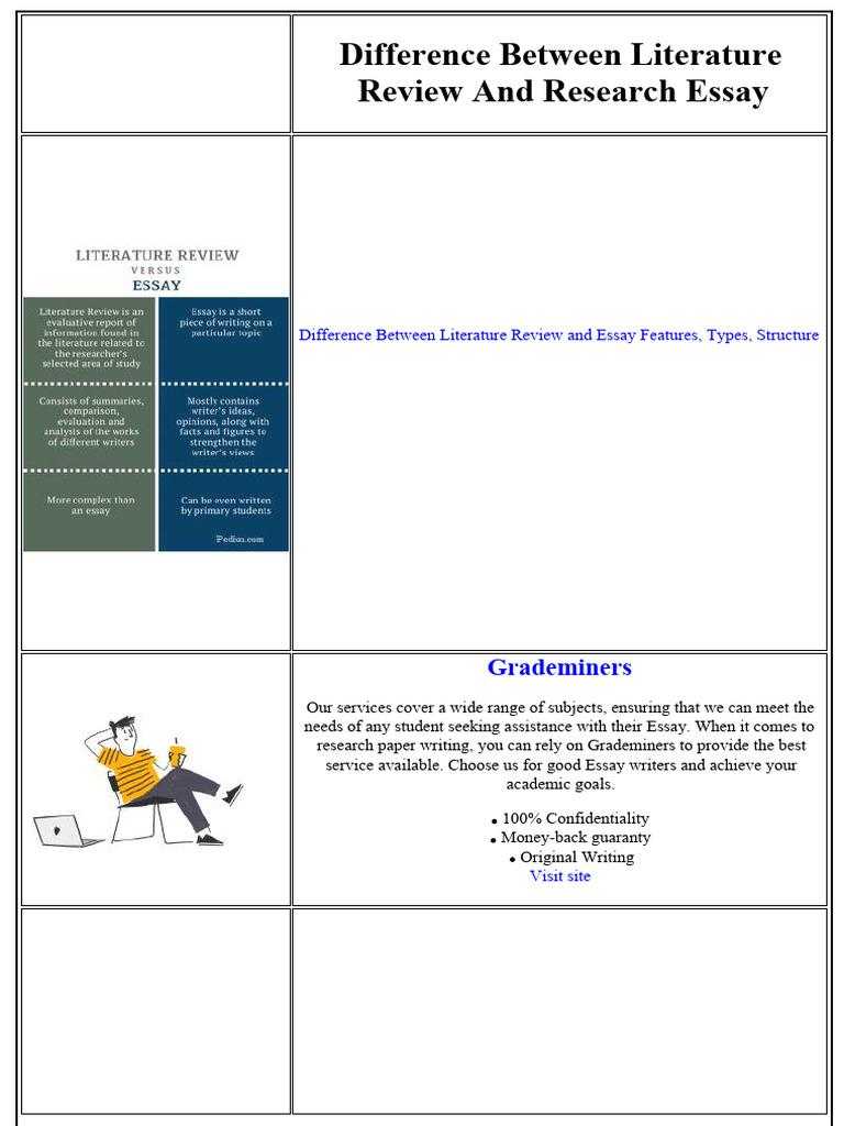 Difference Between Literature Review and Research Essay | PDF | Essays | Literature Review