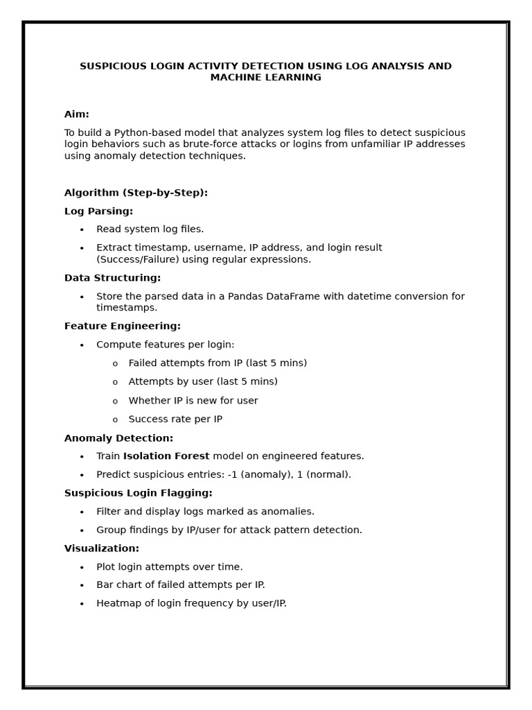 Suspicious Login Activity Detection Using Log Analysis and Machine Learning | PDF | Machine ...