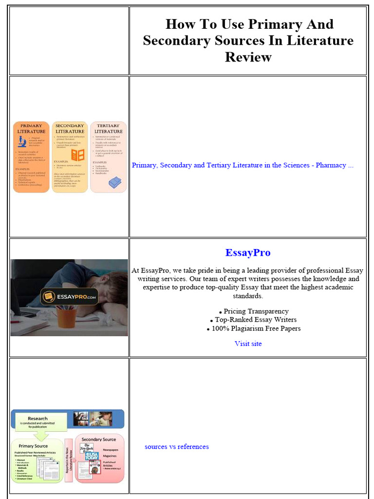 How To Use Primary and Secondary Sources in Literature Review | PDF ...