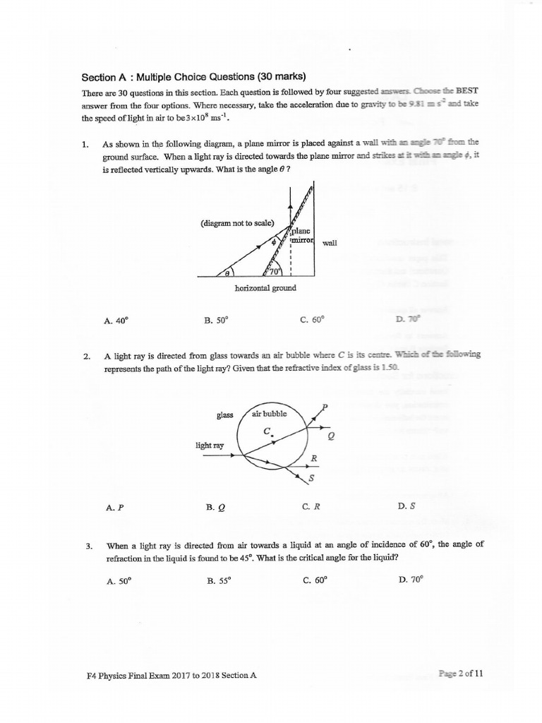 La Salle 2017-2018 Final Exam F4 Physics | PDF