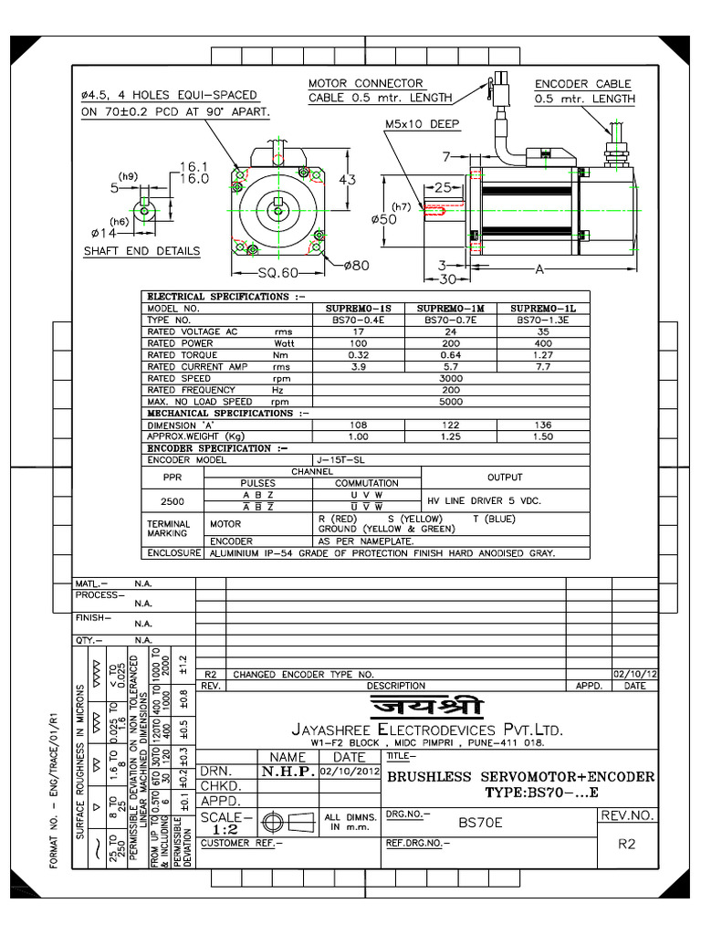 BS70E BLDC Motor Data Sheet | PDF