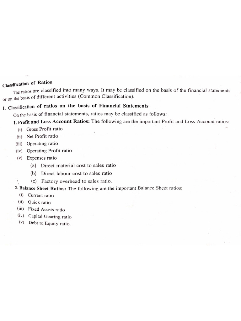 Ratio Analysis Formula | PDF