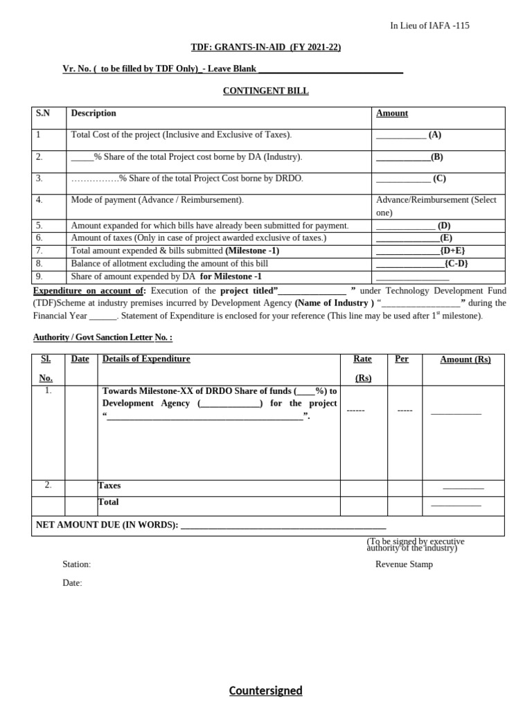 Contingent Bill Template | PDF | Government Finances | Chess Theory