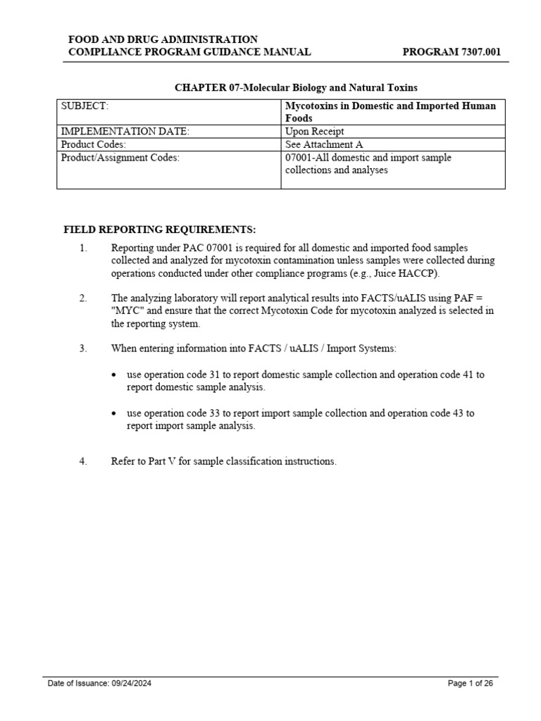 CP7307.001 ImportedHumanFood 09242024 | PDF | Mycotoxin | Detection Limit