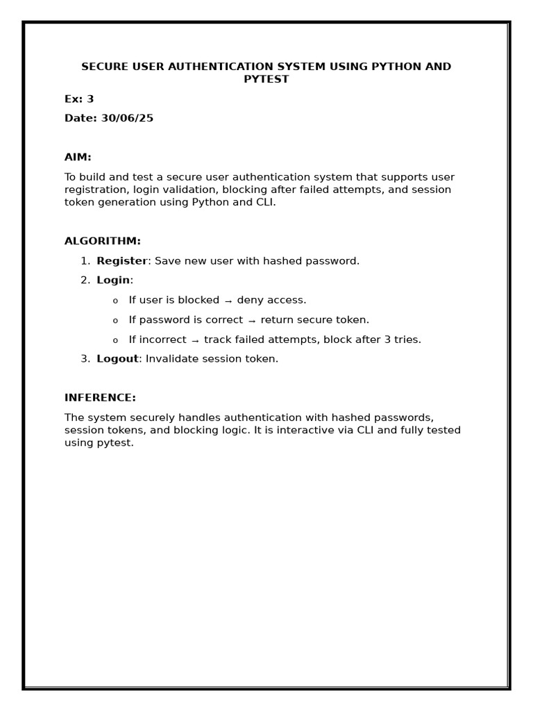 Secure User Authentication System Using Python And Pytest Pdf