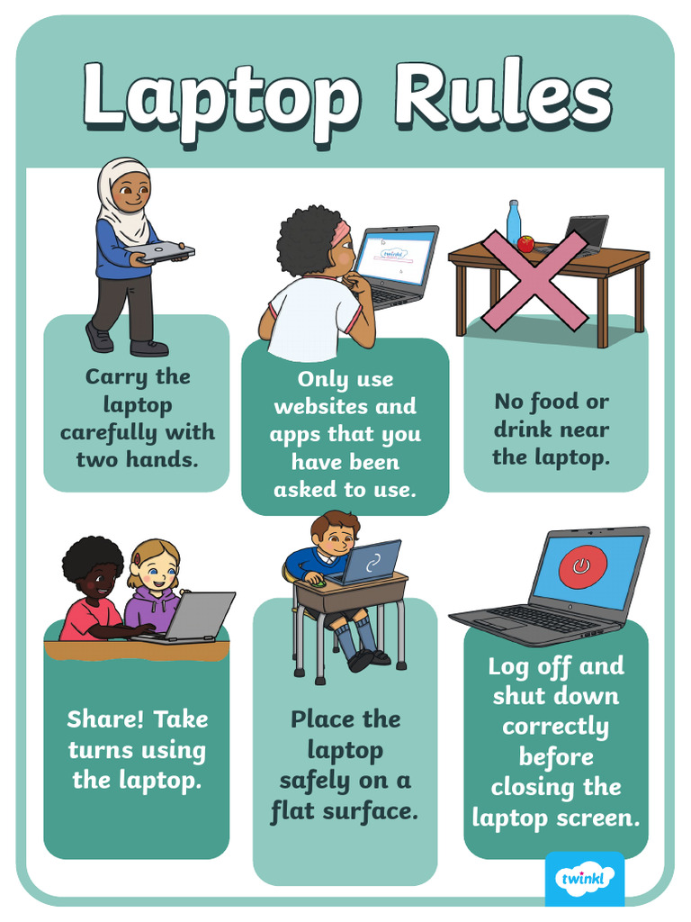 T T 28904 Ks1 Laptop Rules Poster A4 Ver 1 | PDF