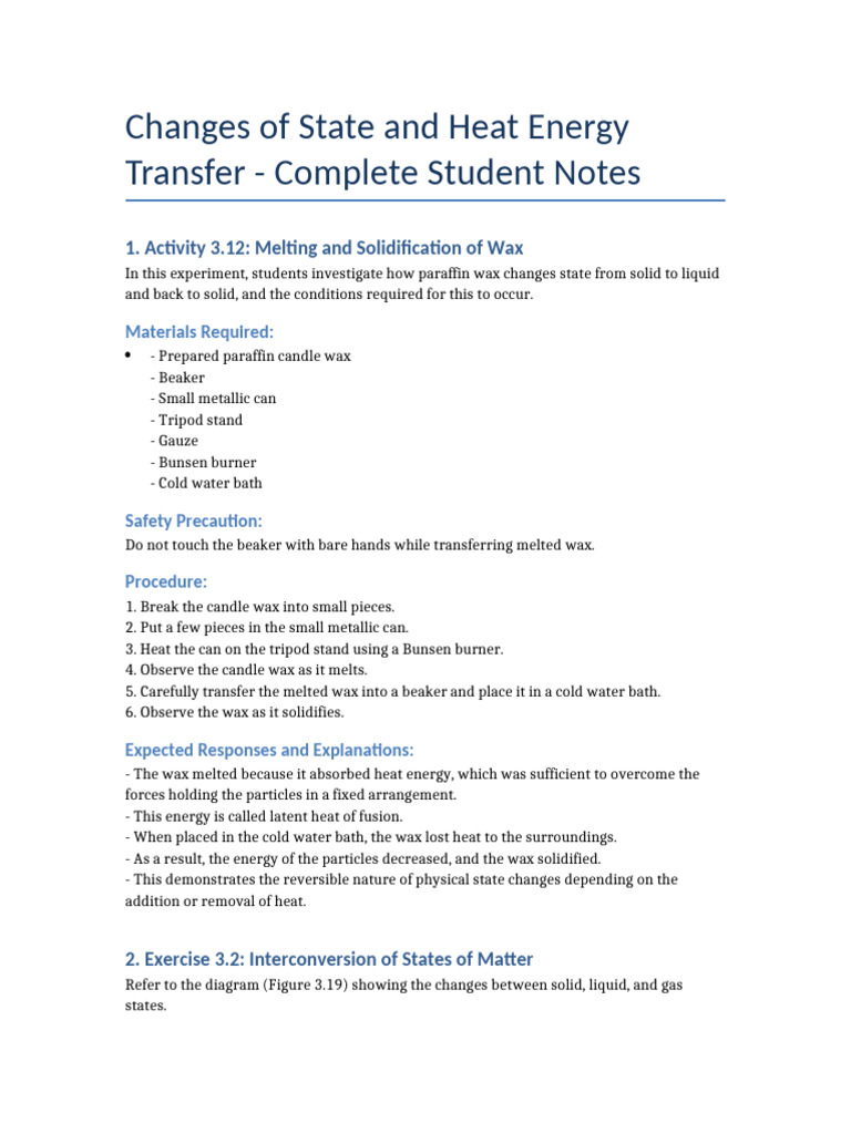 Complete Changes of State Notes | PDF | Latent Heat | Evaporation