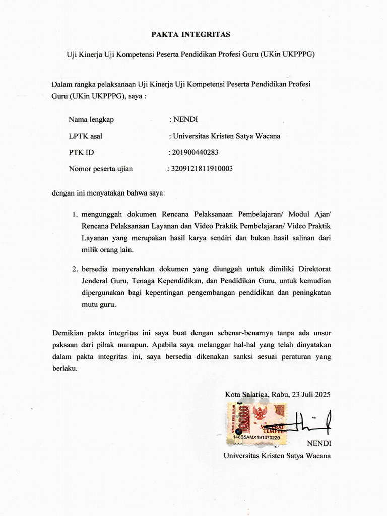 Fakta Integritas UKSW | PDF