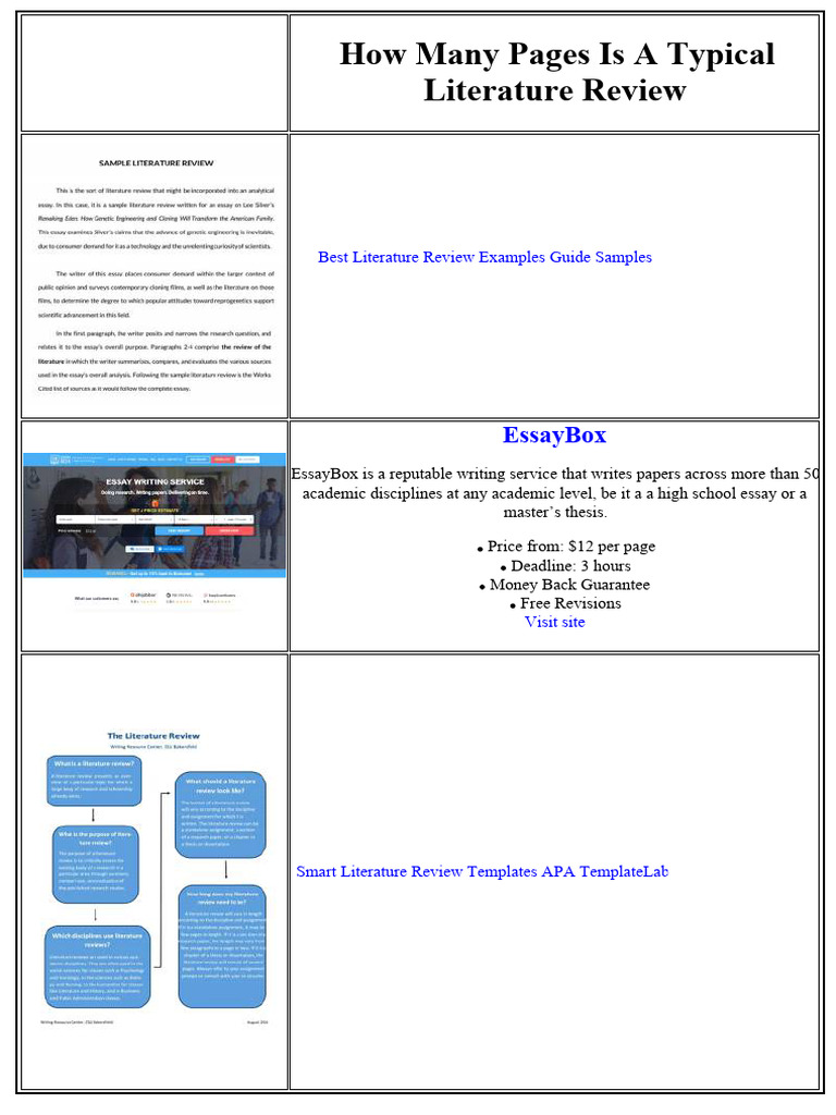 How Many Pages Is A Typical Literature Review | PDF | Essays | Thesis
