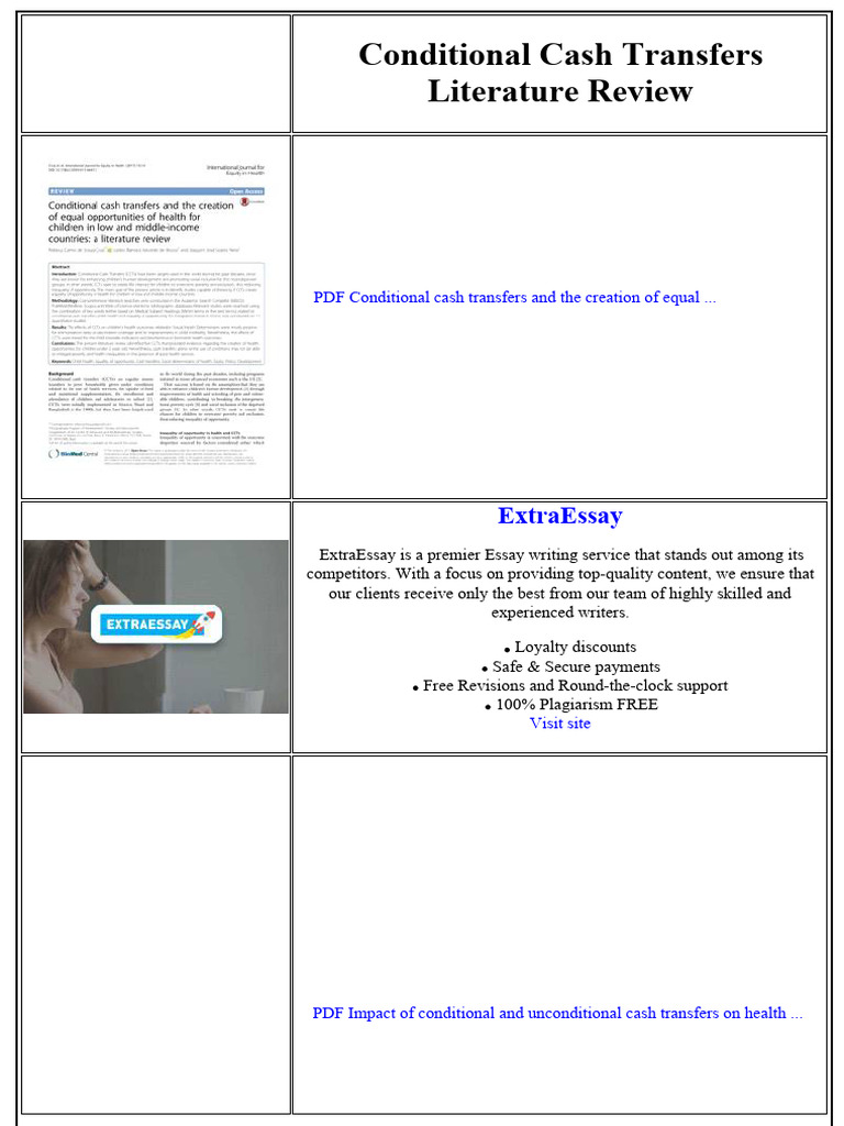 Conditional Cash Transfers Literature Review | PDF | Poverty | Poverty & Homelessness
