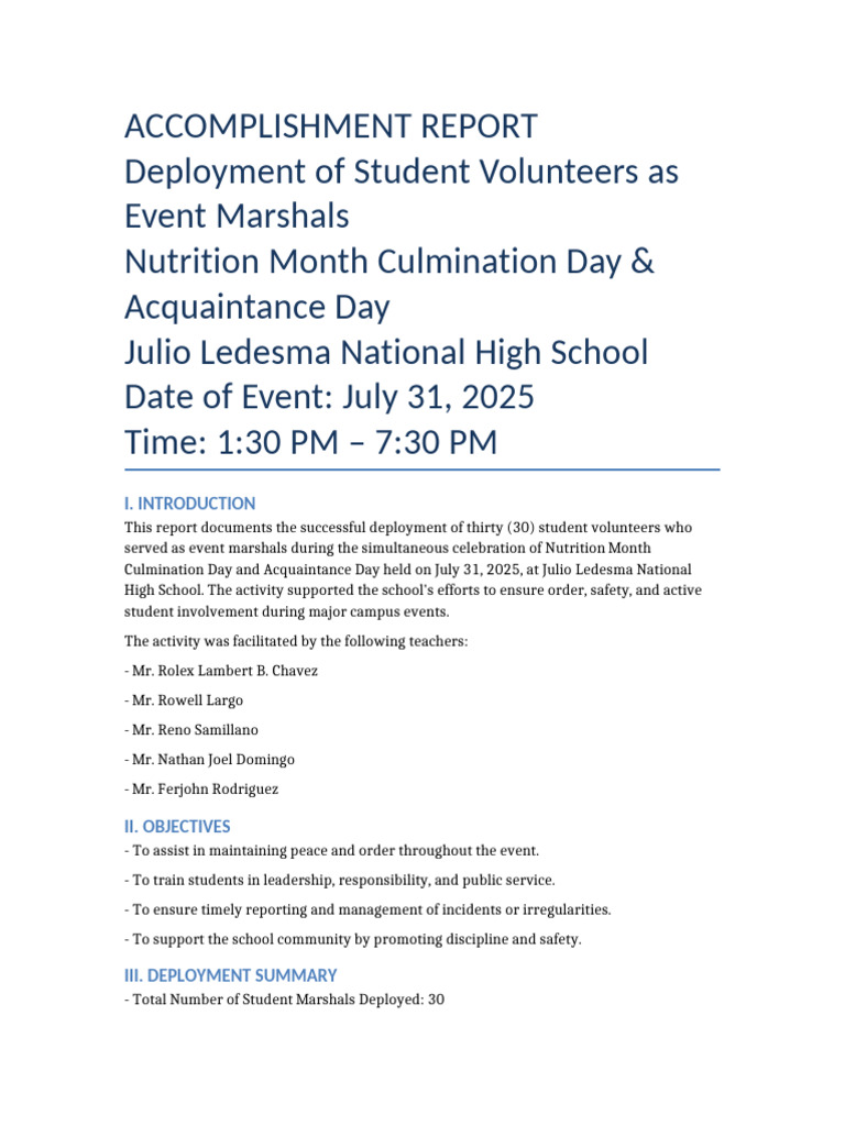 Student Volunteers as Event Marshals | PDF