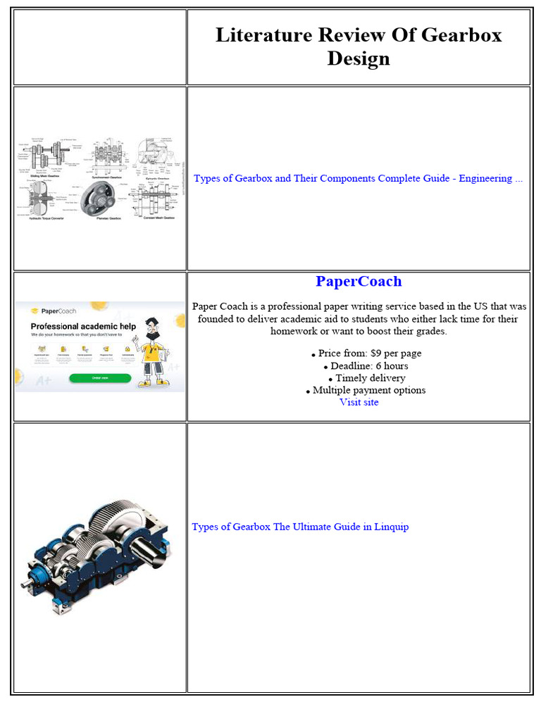 Literature Review of Gearbox Design | PDF | Gear | Axle