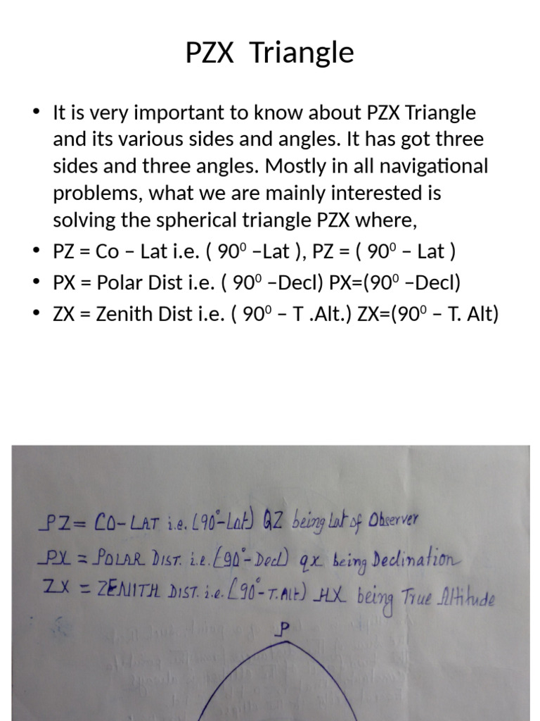 Understanding the PZX Triangle in Navigation | PDF