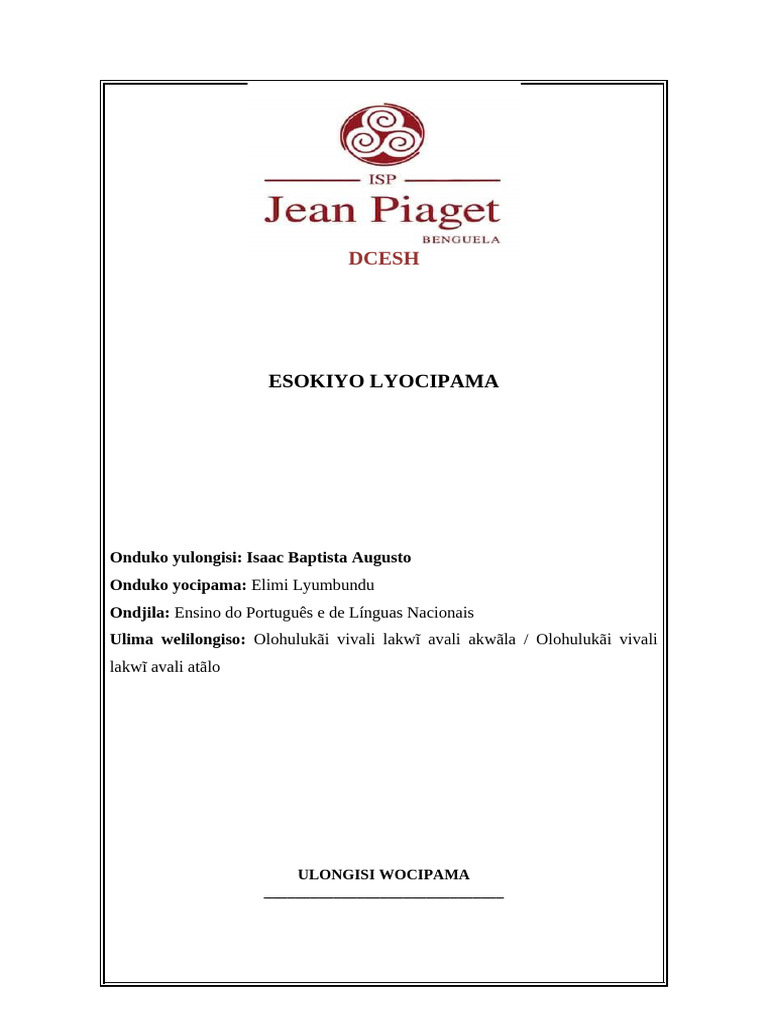 Capa Do Plano de Umbundu-1 | PDF