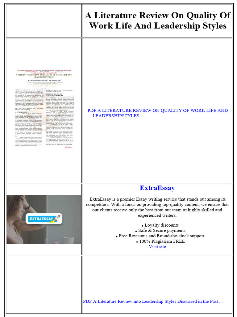 A Literature Review On Quality of Work Life and Leadership Styles | PDF ...