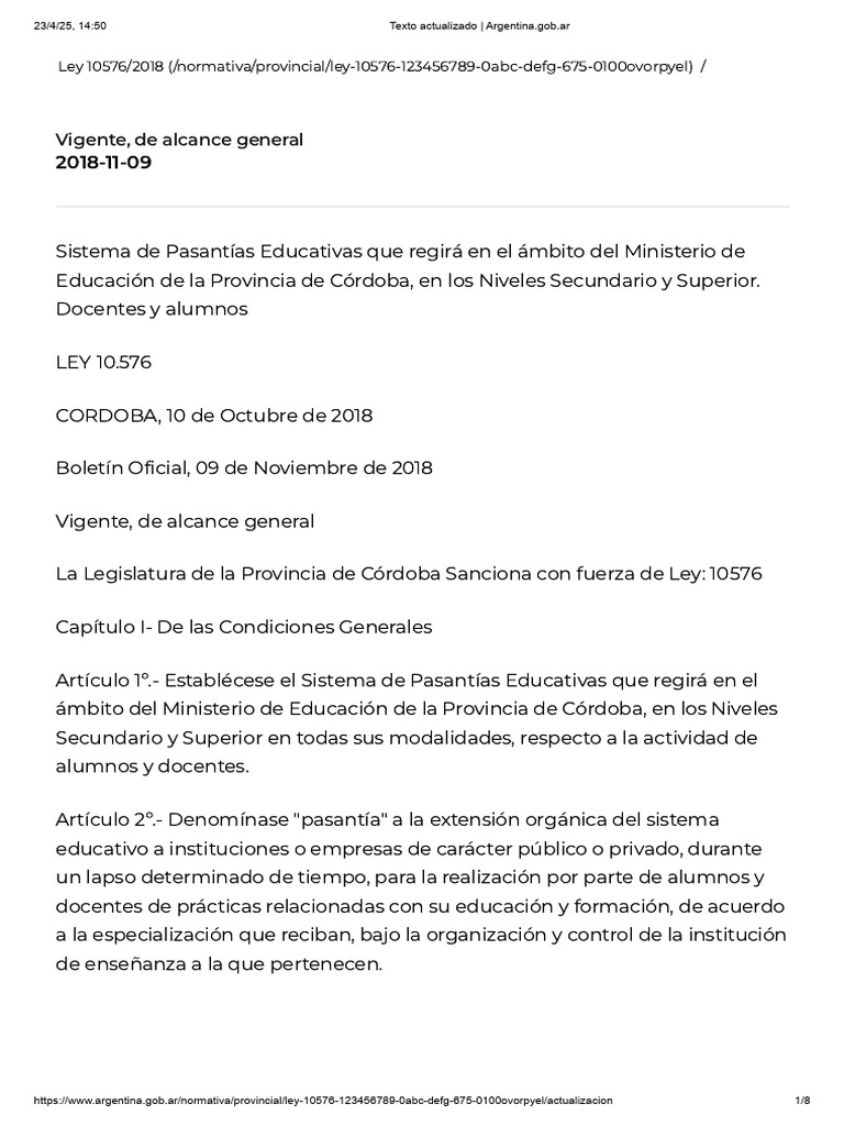 Ley Provincial 10.576 | PDF | Escuelas