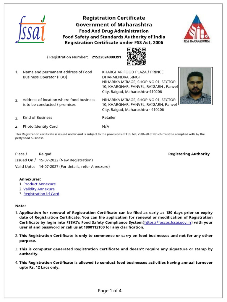 Prince Food Licence | PDF | Identity Document | Access Control