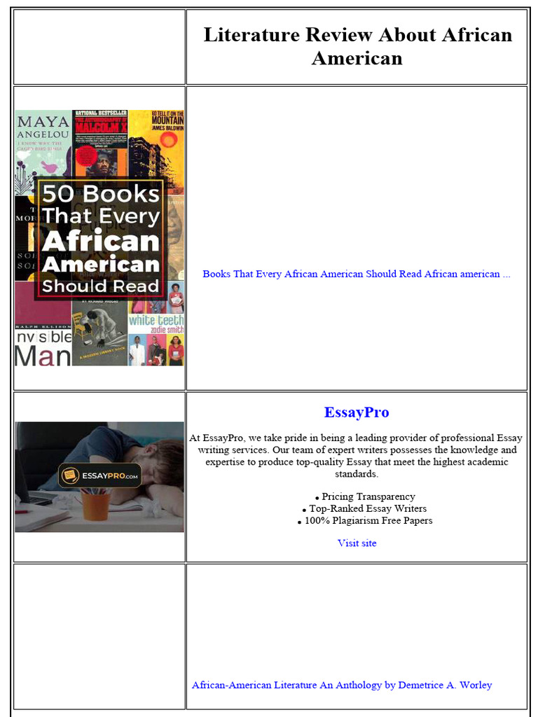 Literature Review About African American | PDF | African American ...