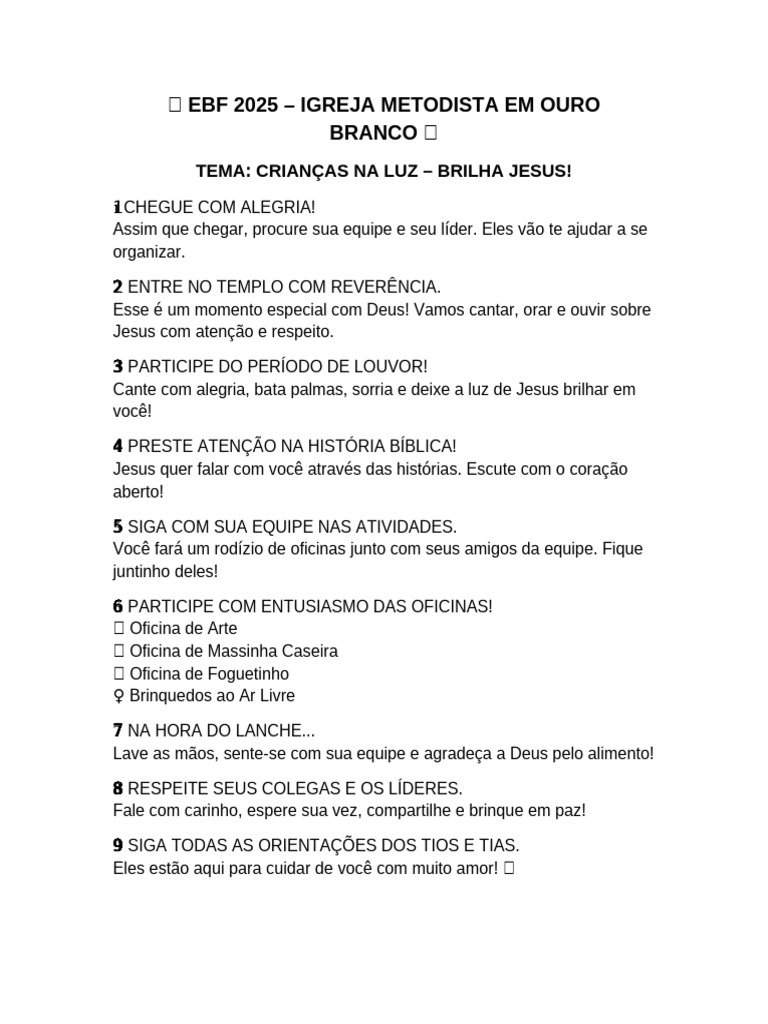 Cartaz Regras Ebf 2025 | PDF