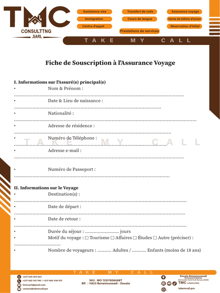 Fiche D'assurance TMC Consulting Sarl | PDF