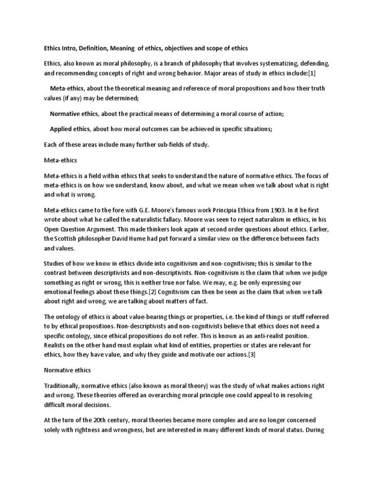 Ethics Intro, Definition, Meaning of Ethics, Objectives and Scope of ...