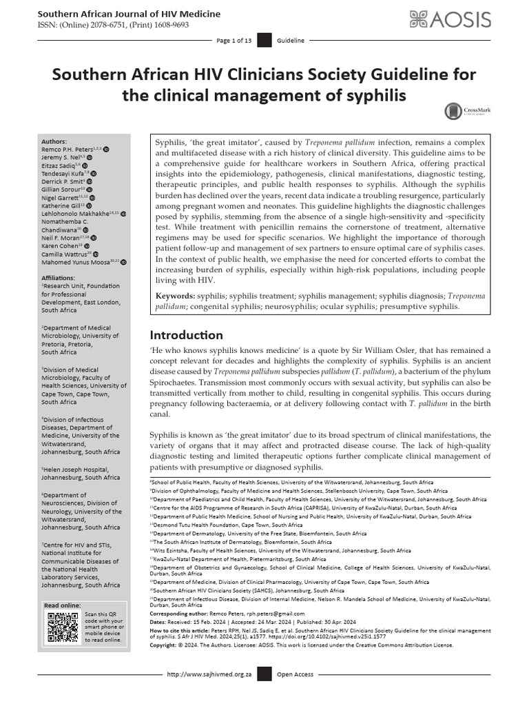 2024-Southern African HIV Clinicians Society Guideline For The Clinical ...