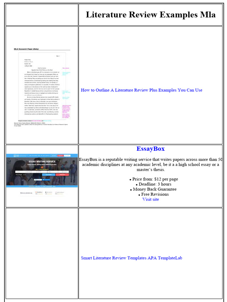 Literature Review Examples Mla | PDF | Essays | Thesis