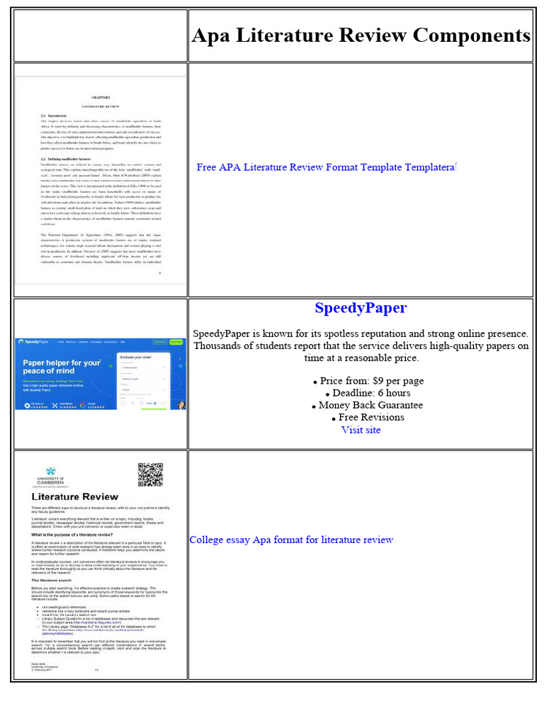 Apa Literature Review Components | PDF | Apa Style | Thesis