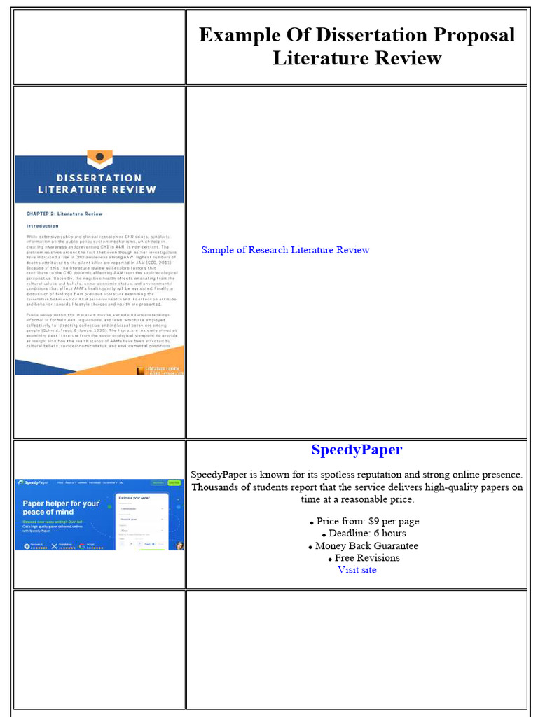Example of Dissertation Proposal Literature Review | PDF | Thesis | Essays
