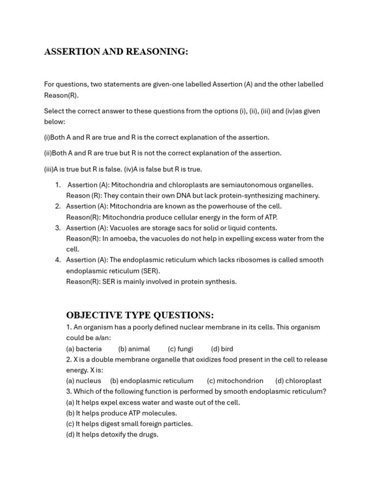 Biology Class 9 - Homework (Cell) | PDF