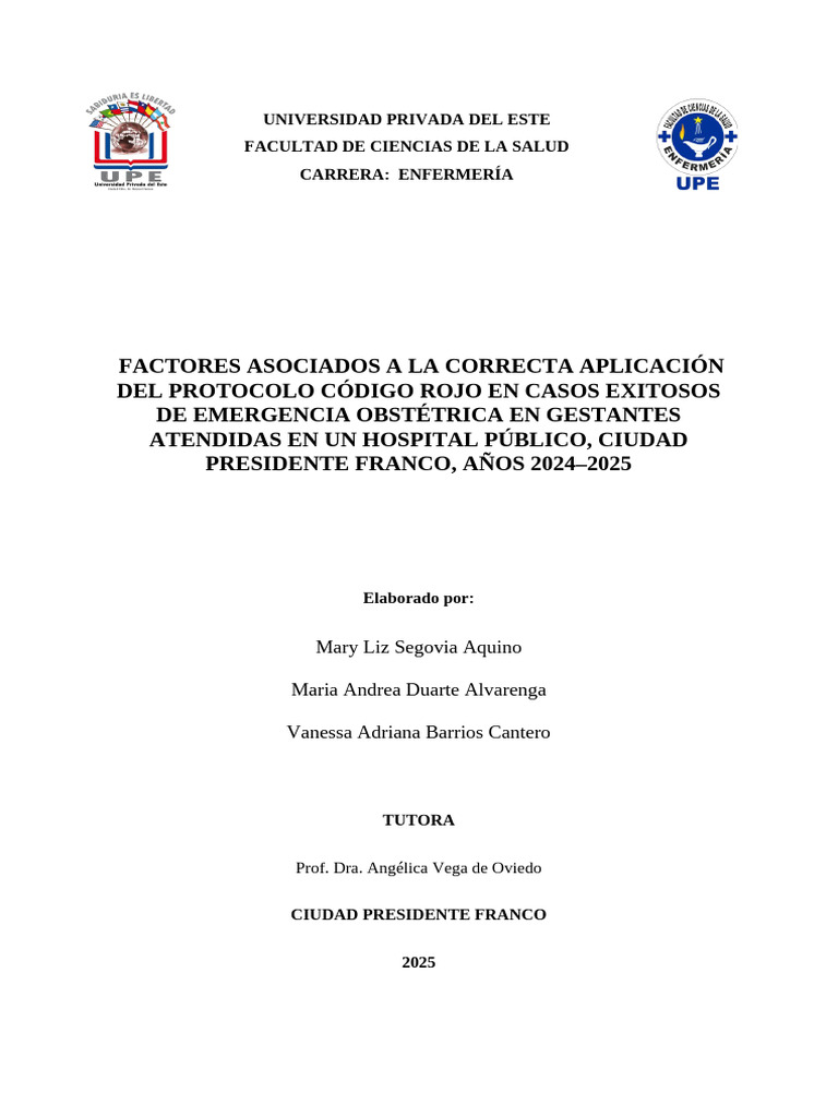 Protocolo Código Rojo en Emergencias Obstétricas | PDF | Hospital ...