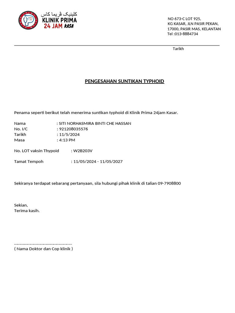 Inj Typhoid PT | PDF