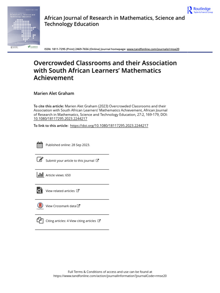 Overcrowded Classrooms Impact on Math | PDF | Teachers | Learning