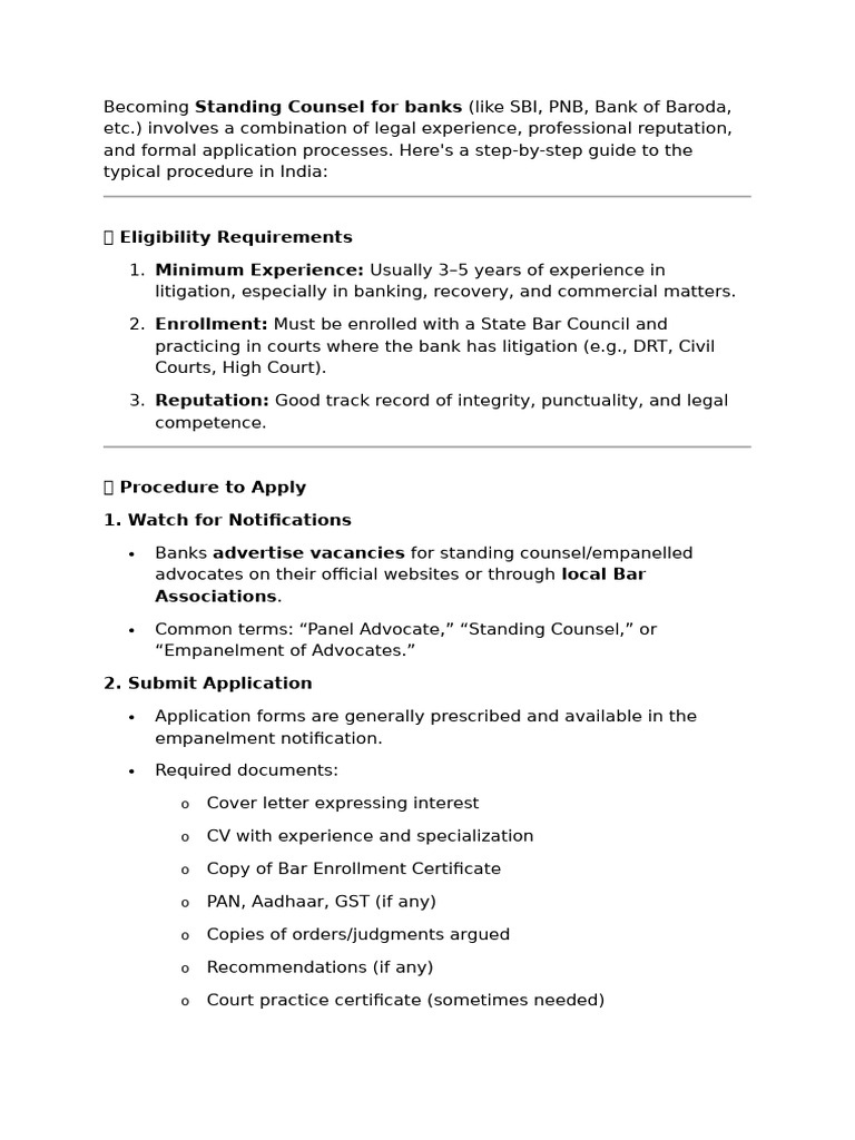 Guide to Bank Advocate Empanelment 2025 | PDF | Lawsuit | Advocate