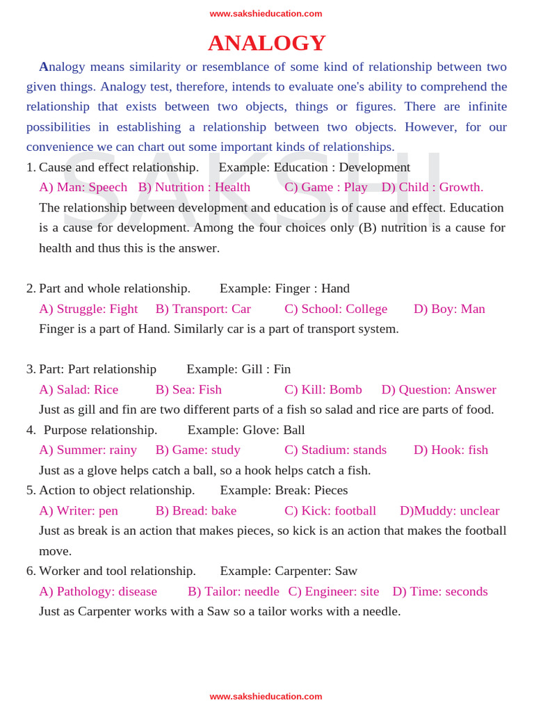 Analogy Questions and Answers Guide | PDF