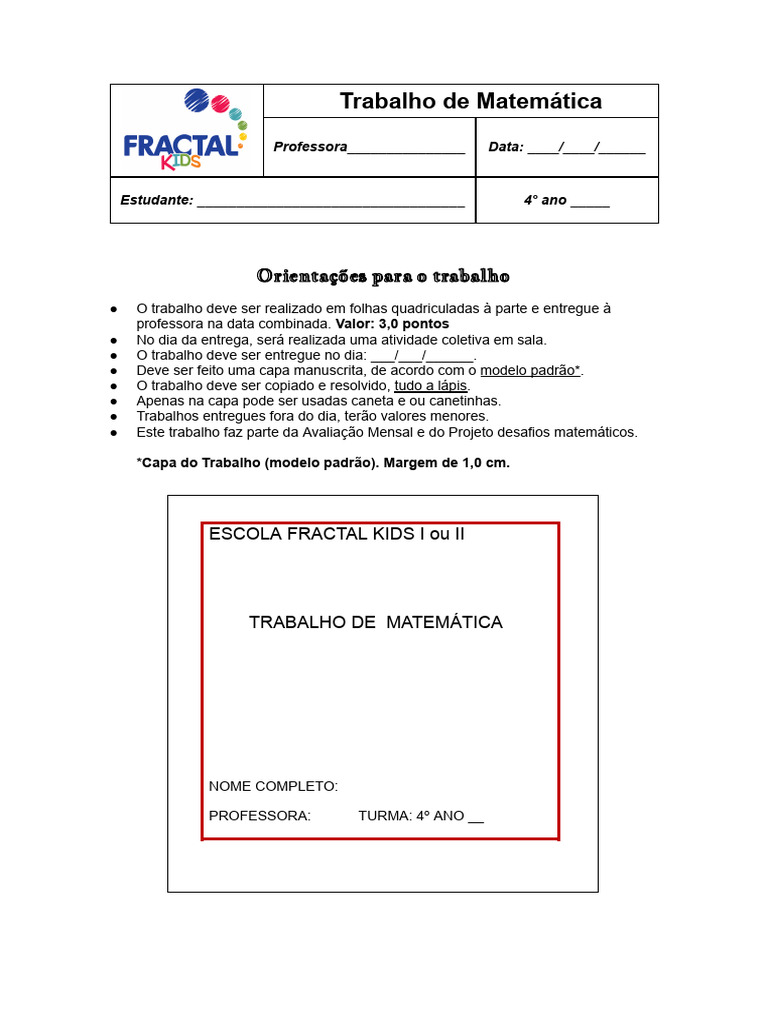 4º Ano - Trabalho Projeto Desafio 02-04 | PDF