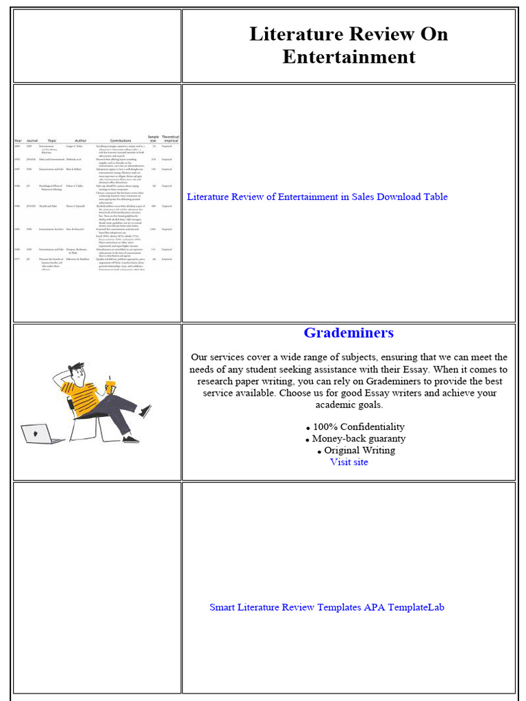 Literature Review On Entertainment | PDF | Essays | Thesis