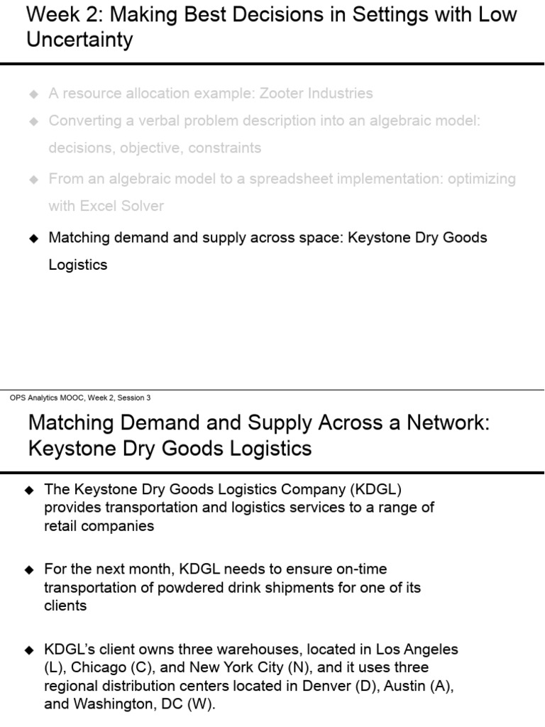 Network Optimization Example Lecture Slides - V2 | PDF | Logistics | Mathematical Optimization